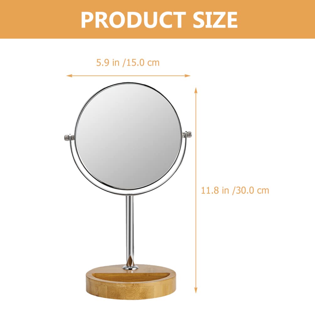 Vanity Mirror Mirrors Bamboo Makeup Double Sided Beauty Mirror with Storage Tray Wood Desktop Beauty Cosmetic Mirror for Ladies Lighted Lighted