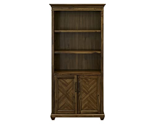 Martin Furniture Traditional Wood Doors, Office Shelving, Storage Cabinet, Fully Assembled, Brown Bookcase