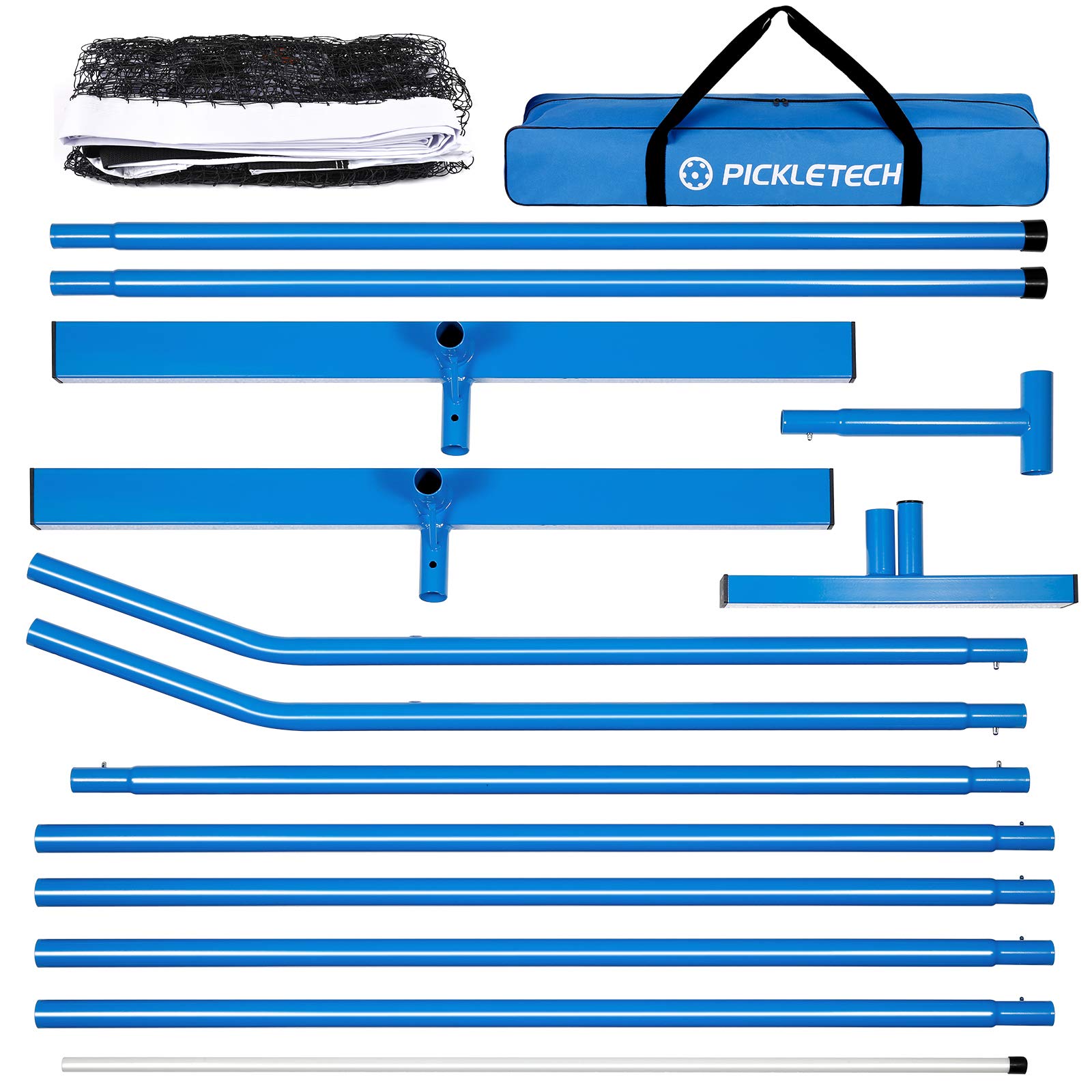 PICKLETECH Portable Pickleball Net Outdoor 22FT Regulation Size Set 3.0 Reinforced Version (Blue)