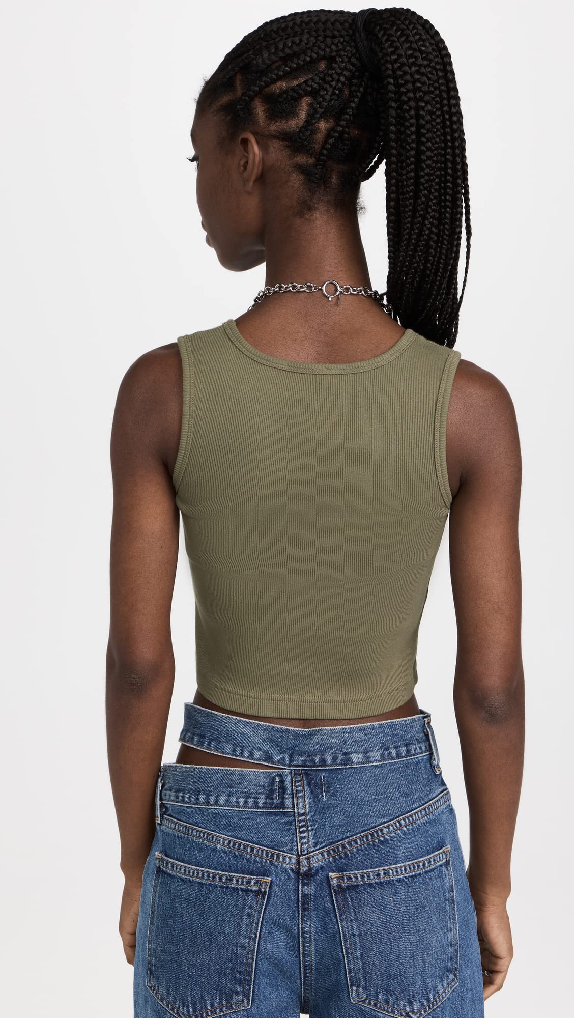 R13 Women's Distressed Tank, Olive, XS