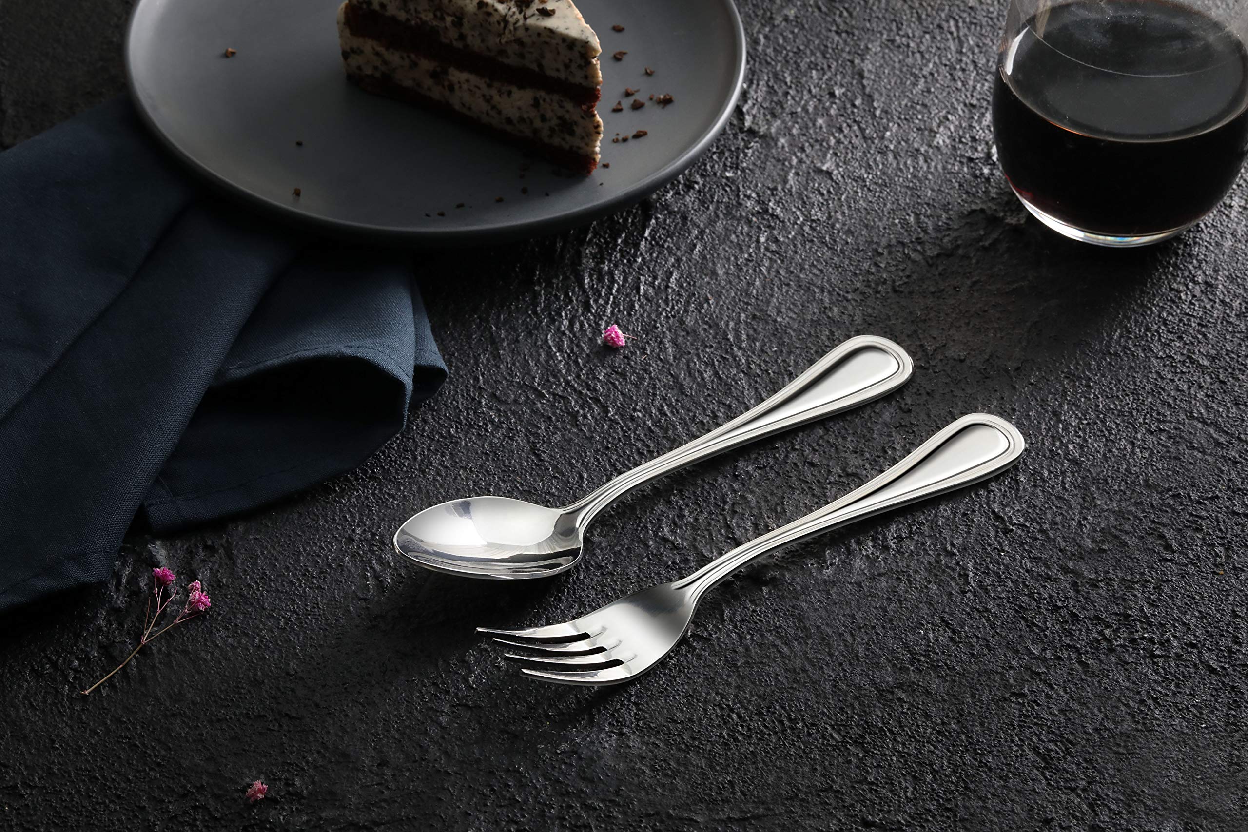 New Star Foodservice 58123 Slimline Pattern, 18/0 Stainless Steel, Dinner/Dessert Spoon, 7.25-Inch, Set of 12