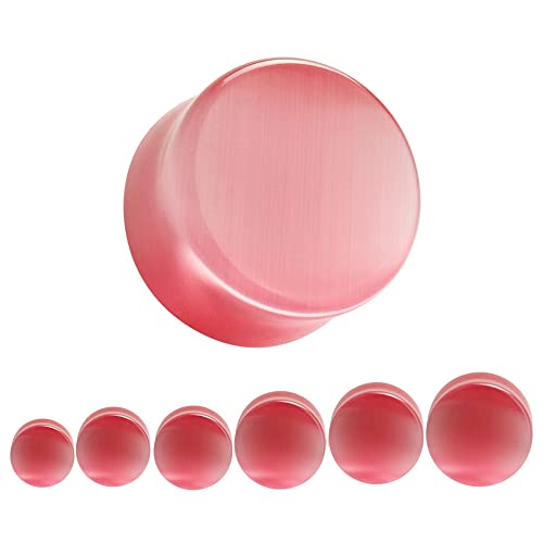 Kokoma White Cat Eye Organic Stone Ear Plugs (Plug gauge=16mm(5/8"))