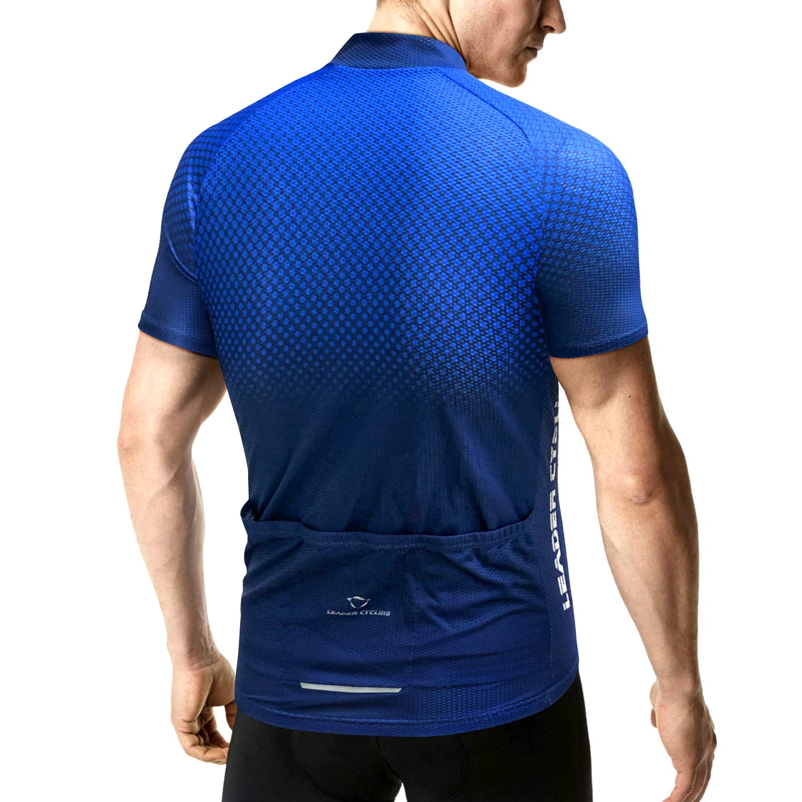 LEADER CYCLING Men's Cycling Jerseys Quick Dry Biking Shirt Summer Short Sleeve Gradient Blue
