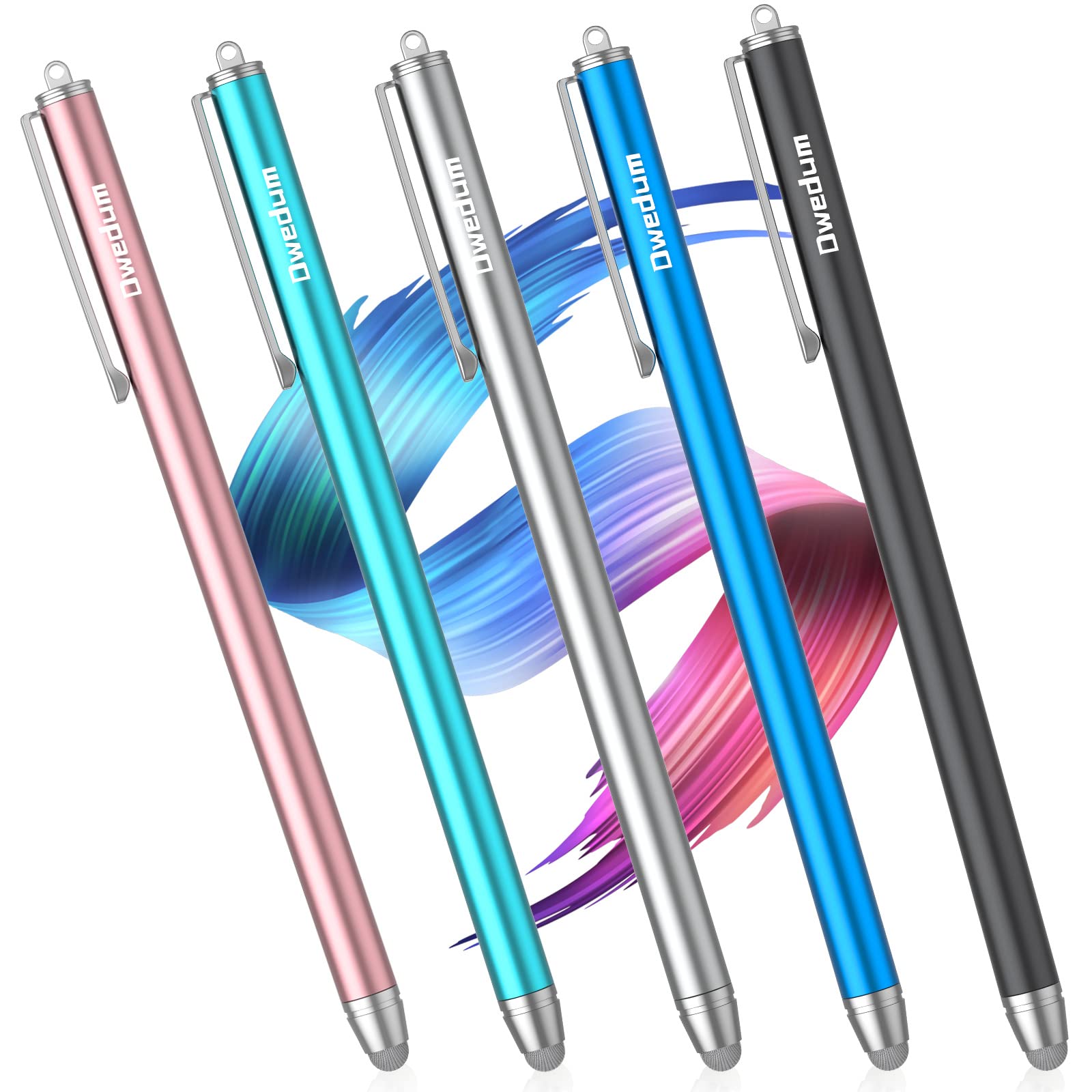 Stylus Pens for Touch Screens, 2-in-1 Active Stylus Pen for iPad Compatible with iPad/iPhone/Android/Samsung/Tablet and Other Touch Screen (Pink/Light Blue/Silver/Dark Blue/Black)