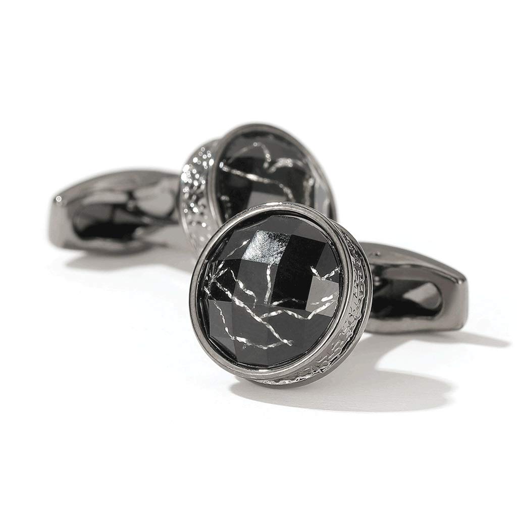 Shirt Men's Cufflinks Available Round Marble Pattern Cuff Links Business Mens Jewelry Gifts (Color : B) (A b)