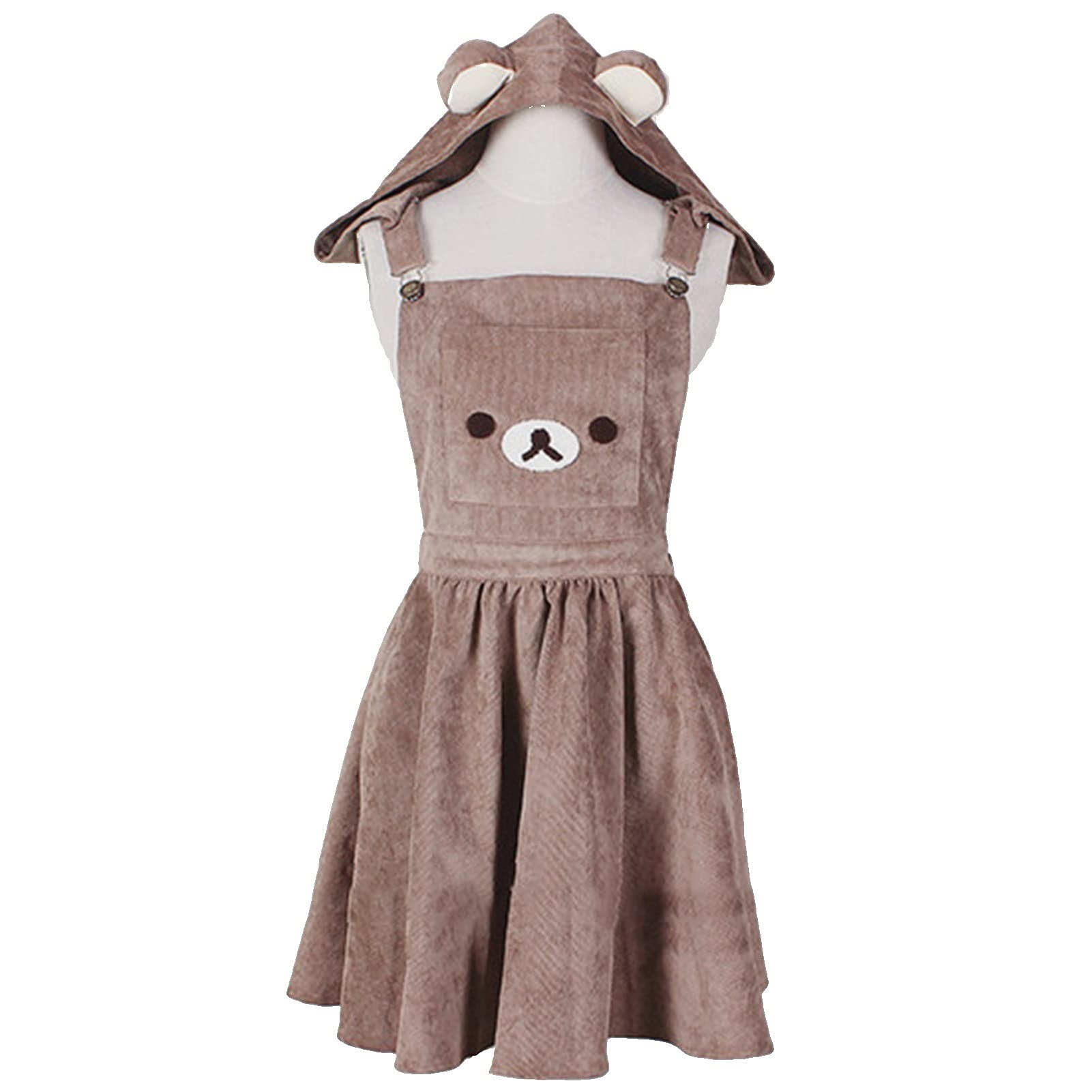 Mfacl Cute Lolita Dress Skirt Summer Dresses Japanese Kawaii Lolita Overall Dress Cute Bear Embroidery Hat Ball Gown Harajuku Lolita Dress Harajuku Cute Warm Dress (Color : Brown, Size : Medium)