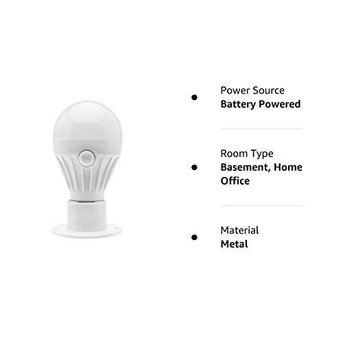 LitezAll Motion Activated Light - Portable COB LED Battery Operated White Light Bulb, Detects Motion up to 10 Feet Away, Grab and Go Magnetic Flashlight - Batteries Included, 1pc
