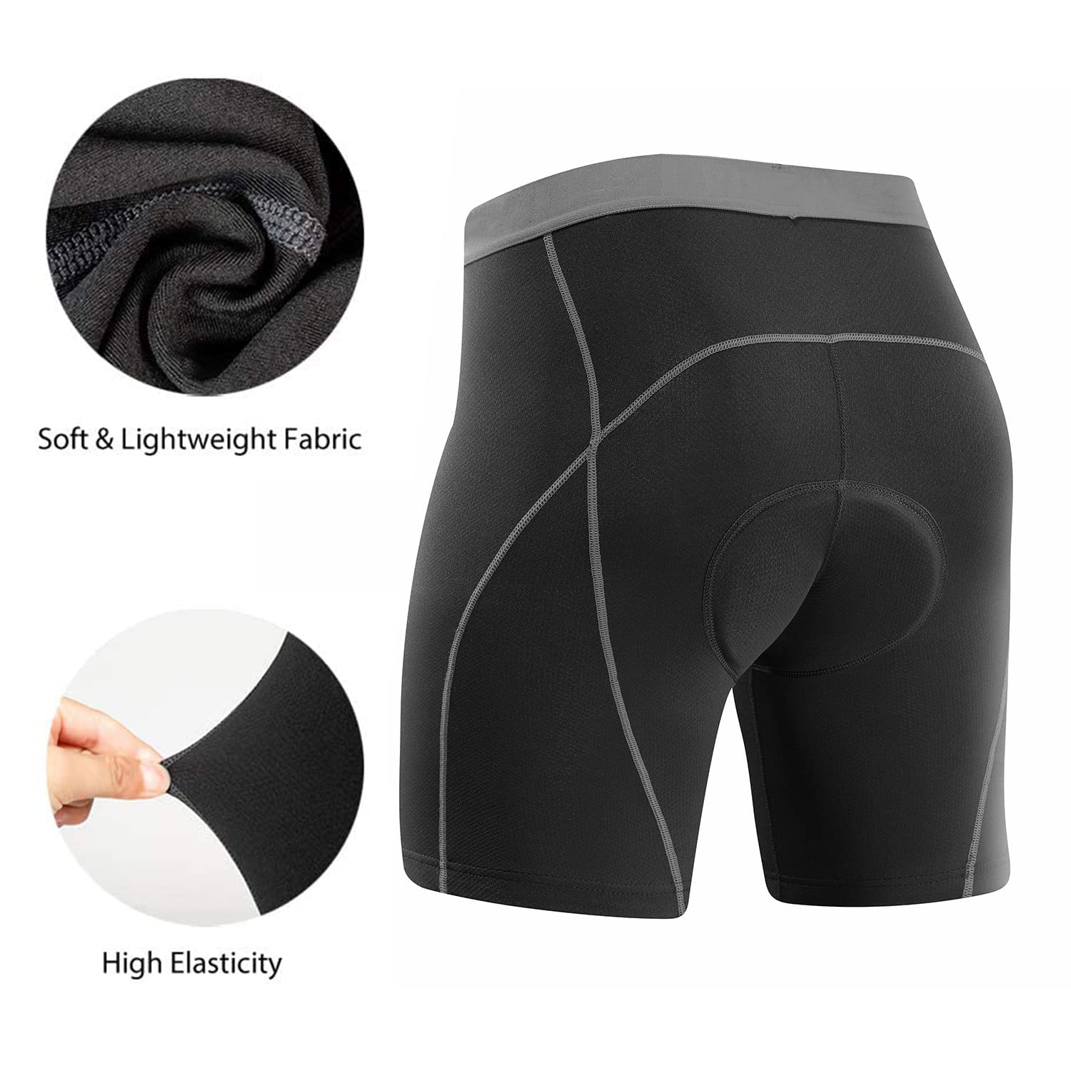 qualidyne Men's Cycling Underwear 4D Padded Bike Shorts with Padding Road Biking MTB Liner Shorts Grey