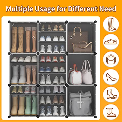 VIPZONE Shoe Rack Organizer Shoe Rack Shoe Storage Cabinet for Entryway Narrow Standing Stackable Space Saver (54 Pairs, Black)