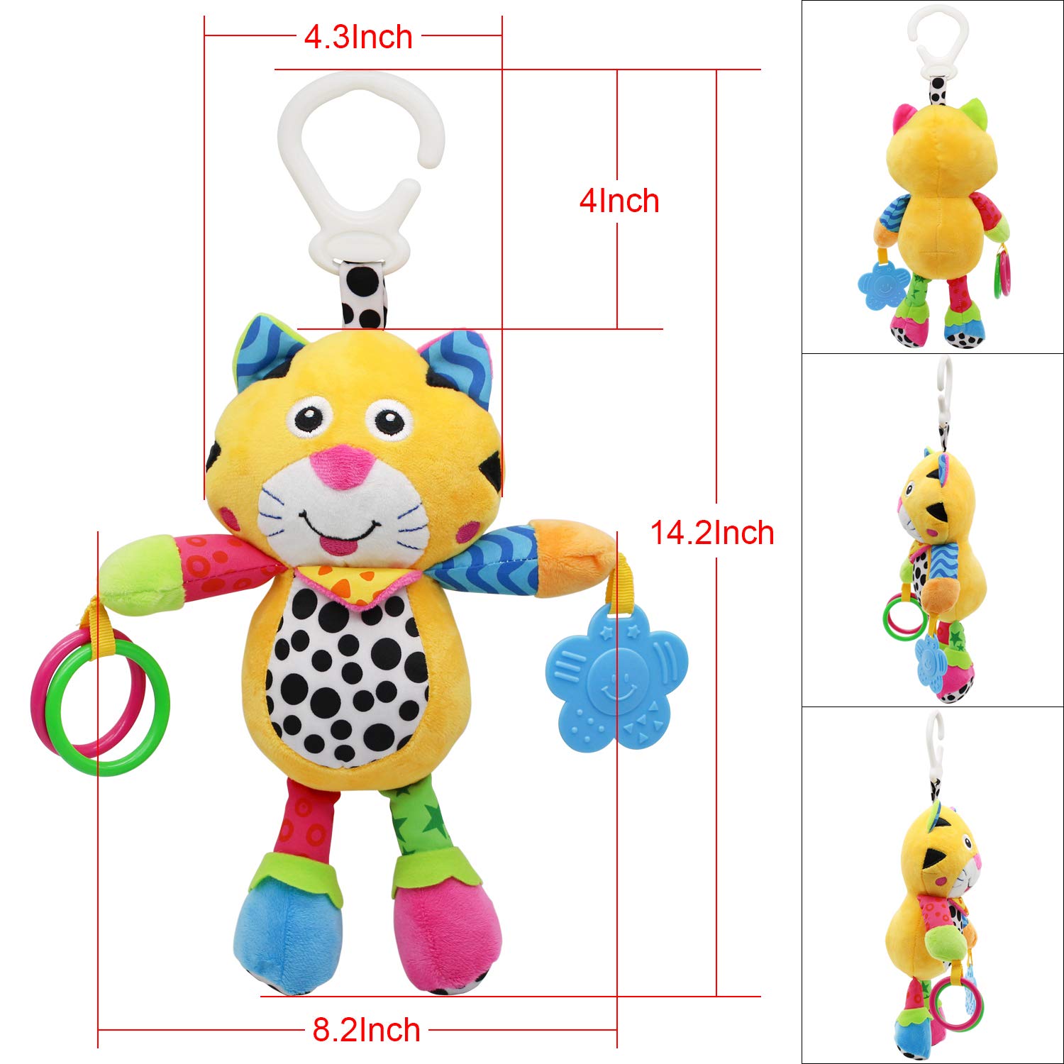 MARUMINE Baby Car Seat Toys with 24 Music and Teether for Newborn (Tiger)