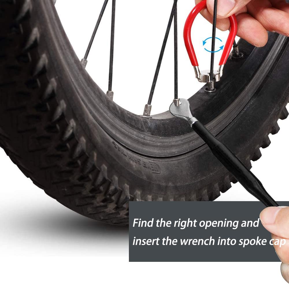 Saipe 3pcs Bike Spoke Tool Bicycle Spoke Wrench Bike Rim Truing Tool Correct Kit Cycling Pocket Tools for Adjust Bicycle Wheel Tension
