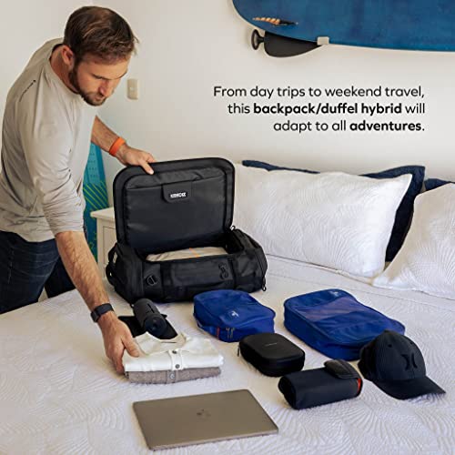 KORDIZ Travel Backpack - Carryall Travel Duffel Backpack - Bag Includes Backpack Straps and Laptop Sleeve (Black, 40L)
