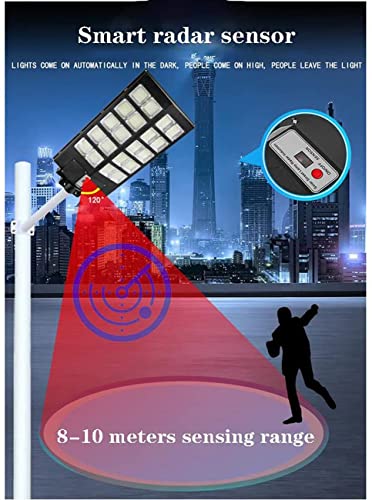 Solar Street Light, Dusk to Dawn Solar LED Light, 600W-1000W Solar Street Lights Outdoor lamp, with Radar Sensor, for Parking Lot/Stadium/Yard