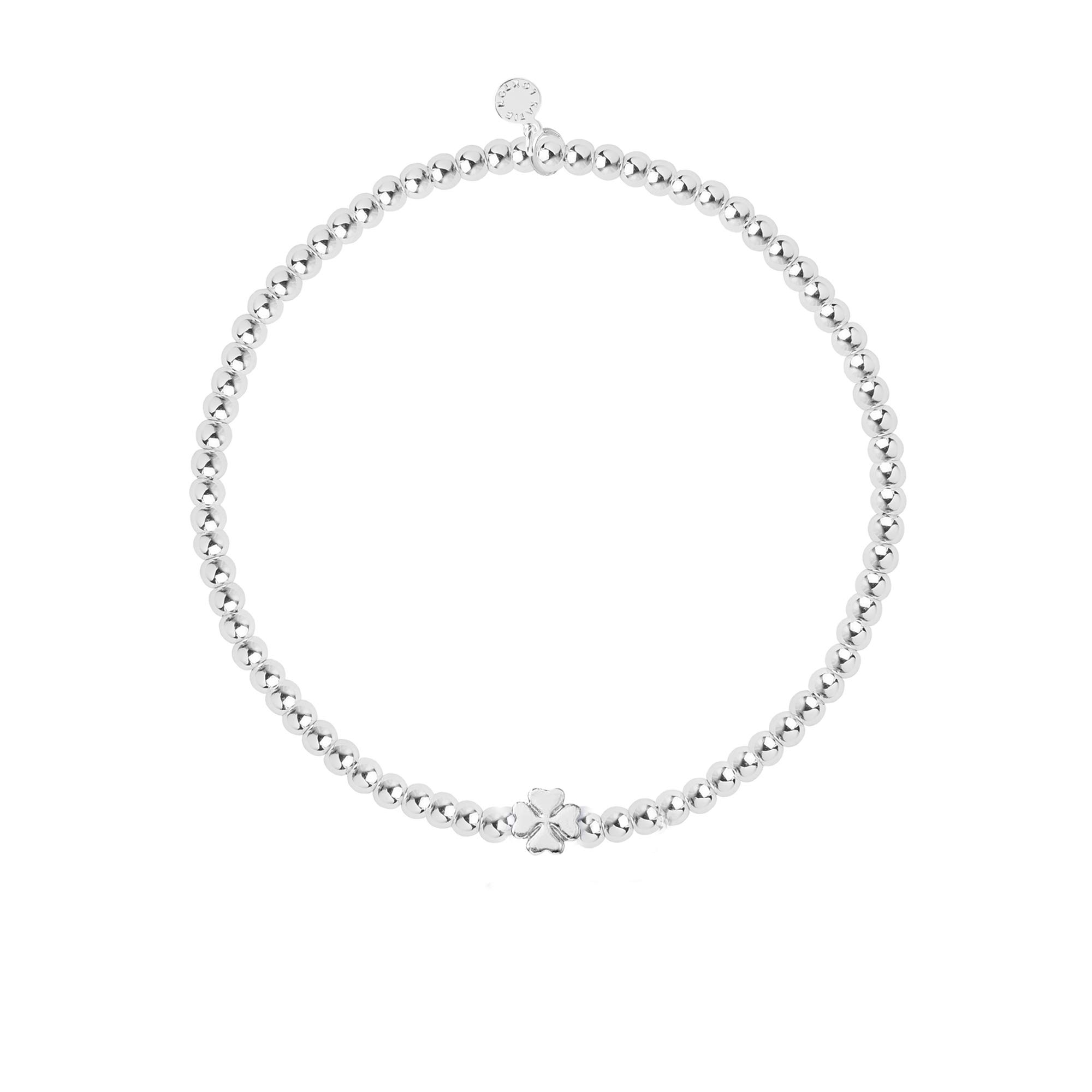 KATIE LOXTON A Little Luck Four Leaf Clover Silver Women's Stretch Adjustable Charm Bangle Bracelet