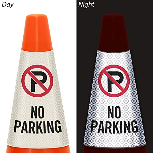 SmartSign “No Parking” Bright Reflective Cone Message Sleeve, [Cone Not Included]