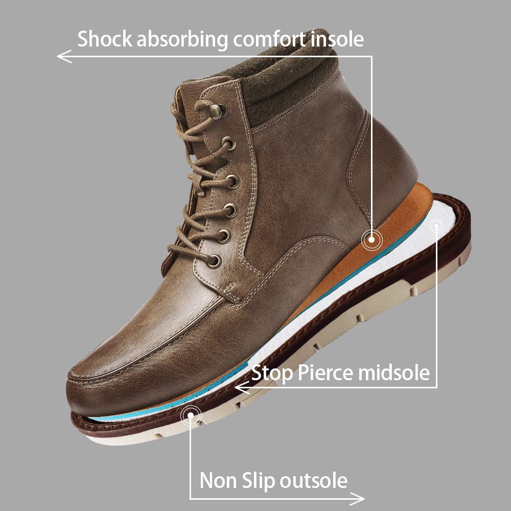 Kkyc Mens Boots Fashion Waterproof Hiking Boots Casual Work Boots Slip on Lace-up Chukka Boots 13 M (Brown)