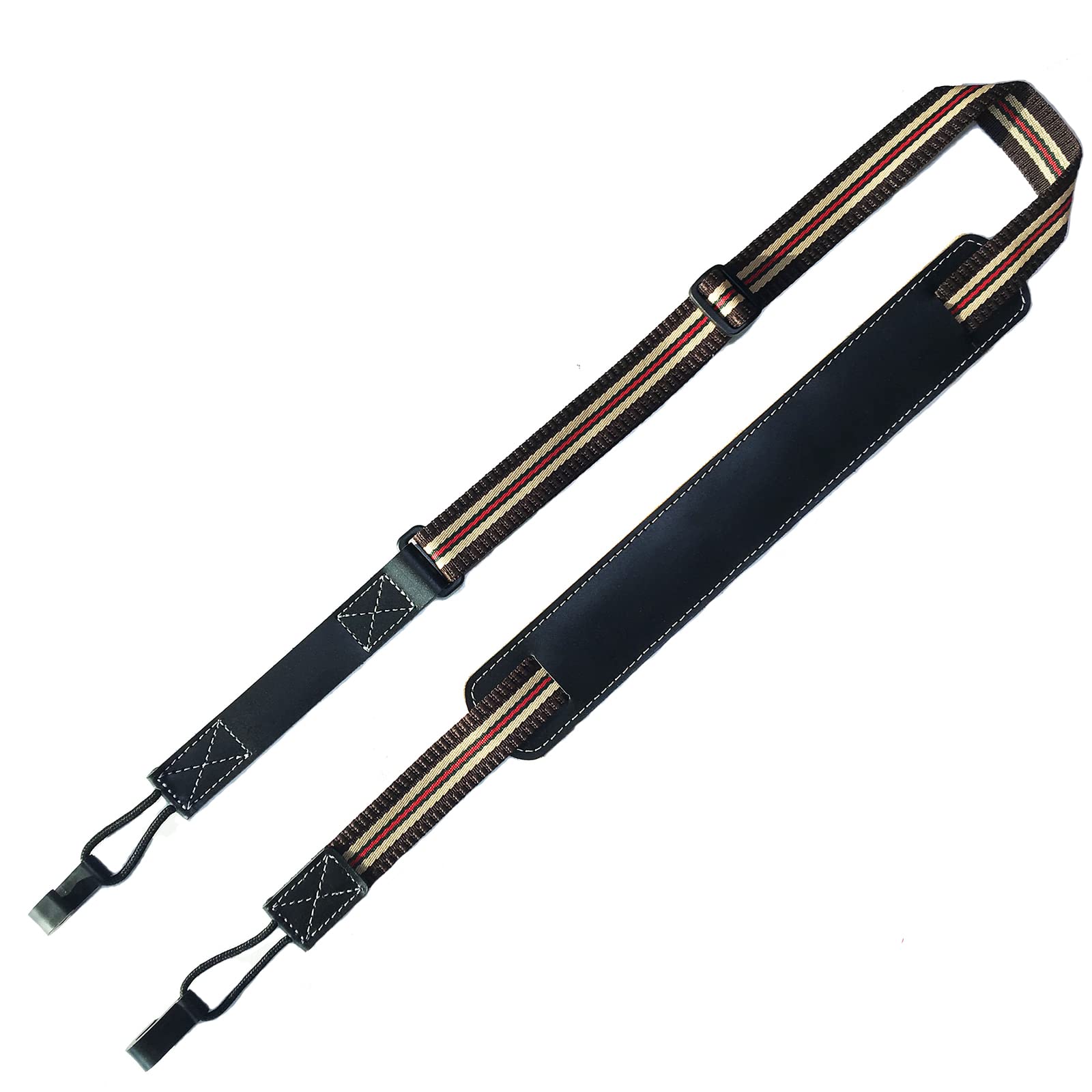 RAUYIVANY Ukulele strap, Leather And Polyester Material,Adjustable Double J Hooks Clip on Ukulele Shoulder Strap,Suitable For Most Ukulele, Small Guitar Accessories