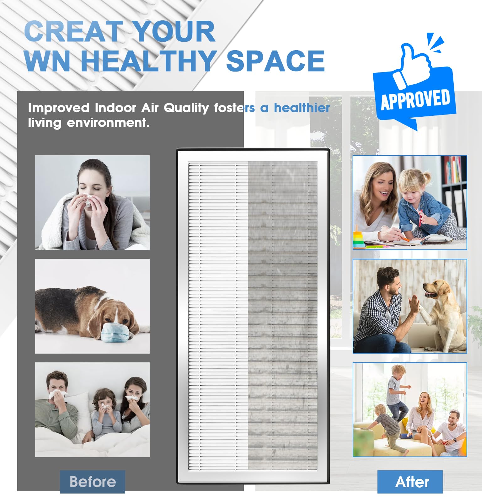 Replacement Filter 2 Pack Compatible with 40 Series Air Purifier,3-in-1 Filters, Contains H13 HEPA & Activated Carbon
