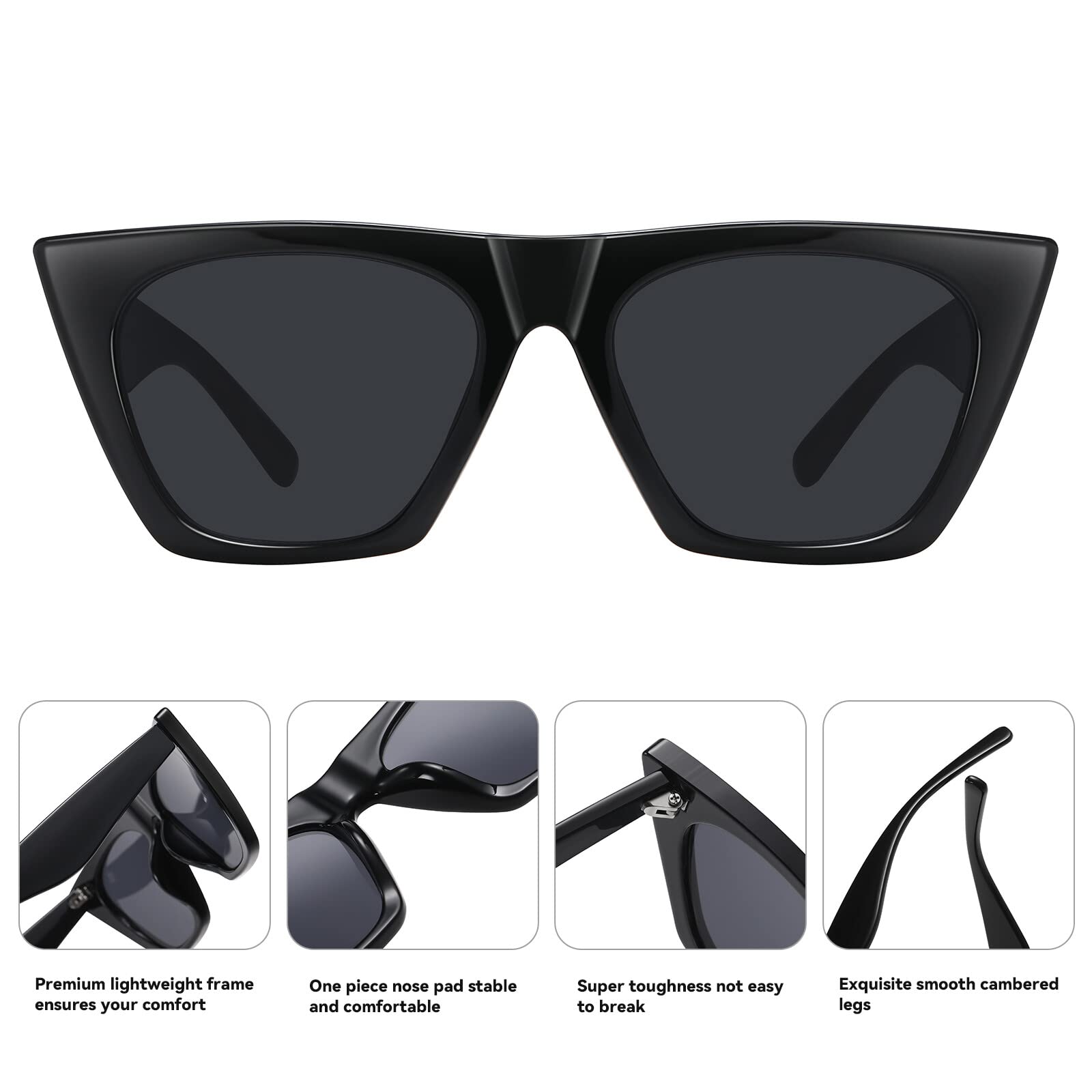 Okany Sunglasses Womens Trendy Retro Square Cat Eye Sunglasses for Women Men Vintage Sun glasses 4 Pack