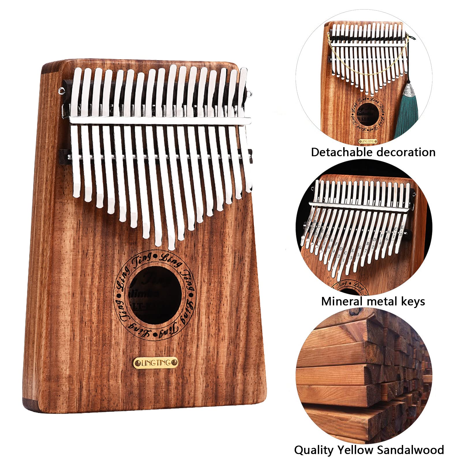 LingTing Kalimba 17 keys Thumb Piano Mbira Finger Piano Gift for Kids Adult Beginners Professional(LT-K17Y)