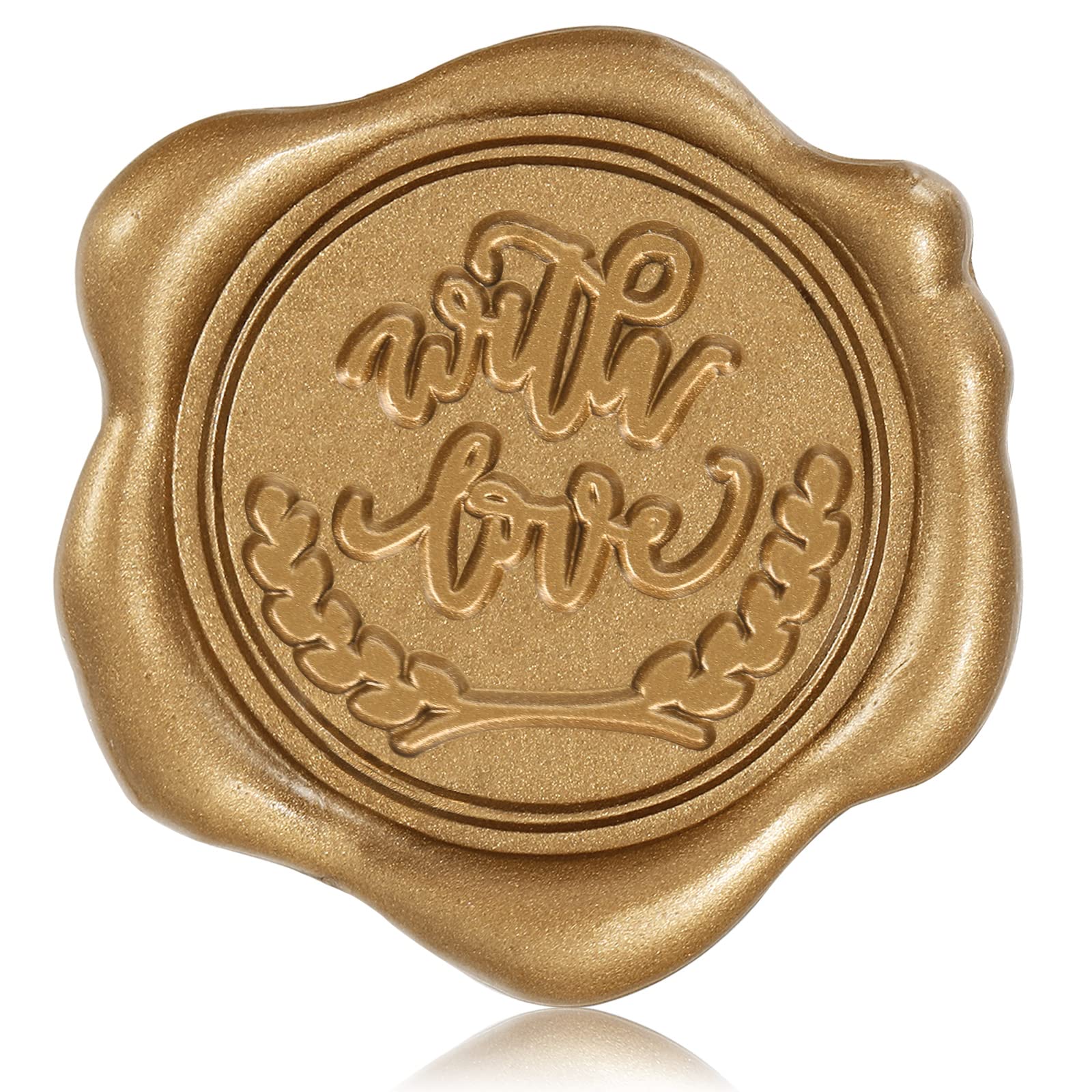 Whaline 50Pcs Gold Wax Seal Stickers with Love Stickers Envelope Sealing 3D Bronze with Love Self-Adhesive Embossed Stickers for Wedding Baby Shower Anniversary Invitation Cards Mails Gift Decor