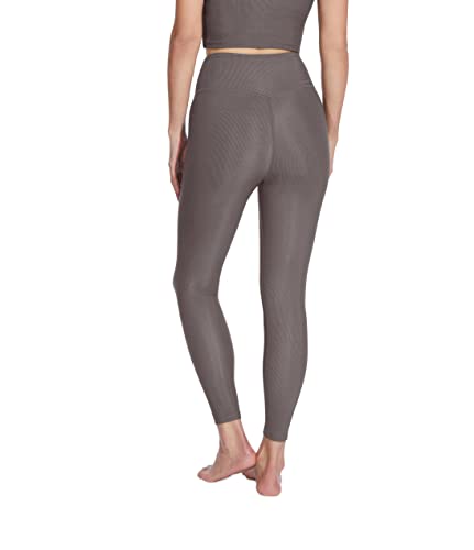 Sage Women's High Rise Moisture Wicking Tummy Control Slimming Stretch Yoga Athletic Ribbed Folded Edge High Waisted 7/8 Legging, Shark, Small