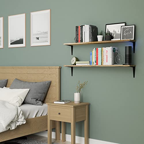 Wallniture Arras Floating Shelves for Wall Storage, Bookshelf Living Room Decor, Bedroom & Kitchen Organization, Bathroom Shelves, 36" Wall Shelf Set of 2
