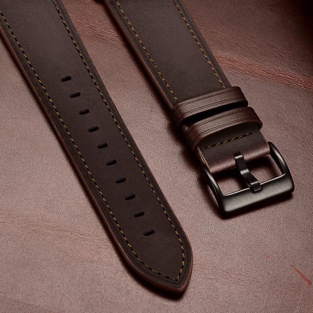 Leather Bands Compatible for Google Pixel Watch Band Leather for Men, Pixel Watch Wristband Adjustable Clasp Strap for Google Pixel Watch (Brown/Black)