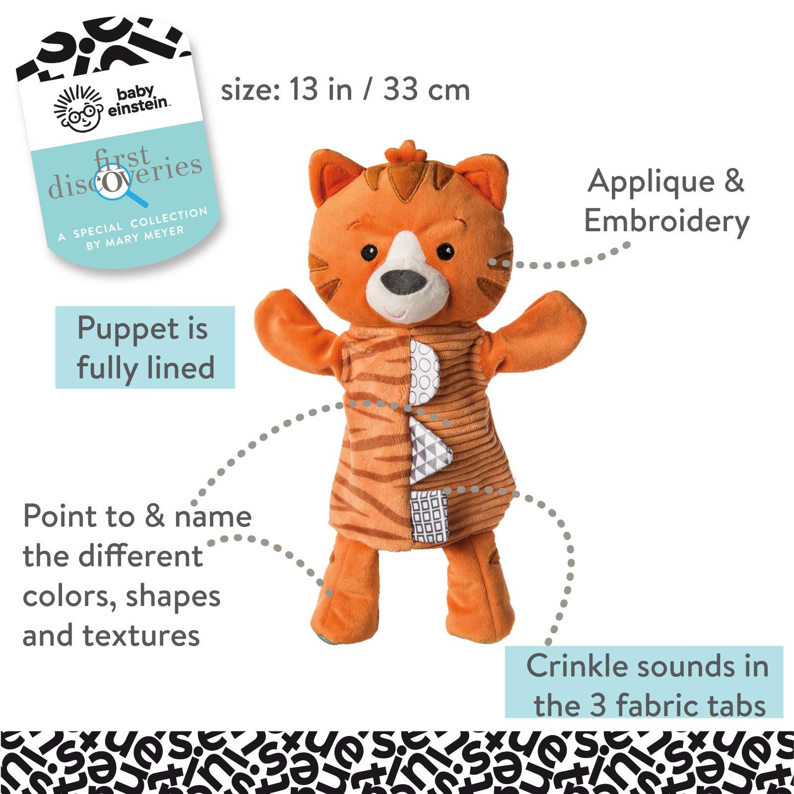 Mary Meyer Baby Einstein First Discoveries Hand Puppet Pal, 13-Inches, Zen Zebra
