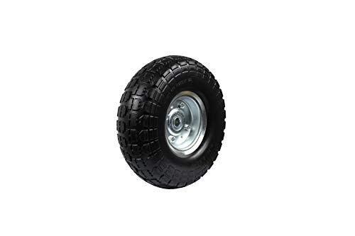 MaxxHaul 50501 Diameter 10" Flat Free All Purpose Tire with 5/8" Ball Bearing Axle Bore Dia, 10 inch, Black