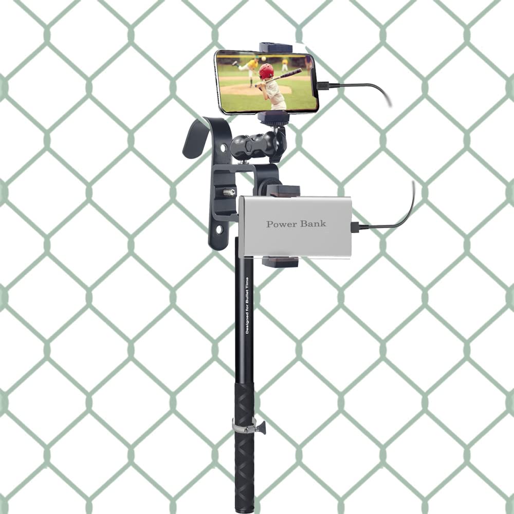 vgsion Backstop Camera Mount Cell Phone Fence Mount for iPhone, GoPro Hero 11, Mevo Start for Recording Baseball, Softball and Tennis Games