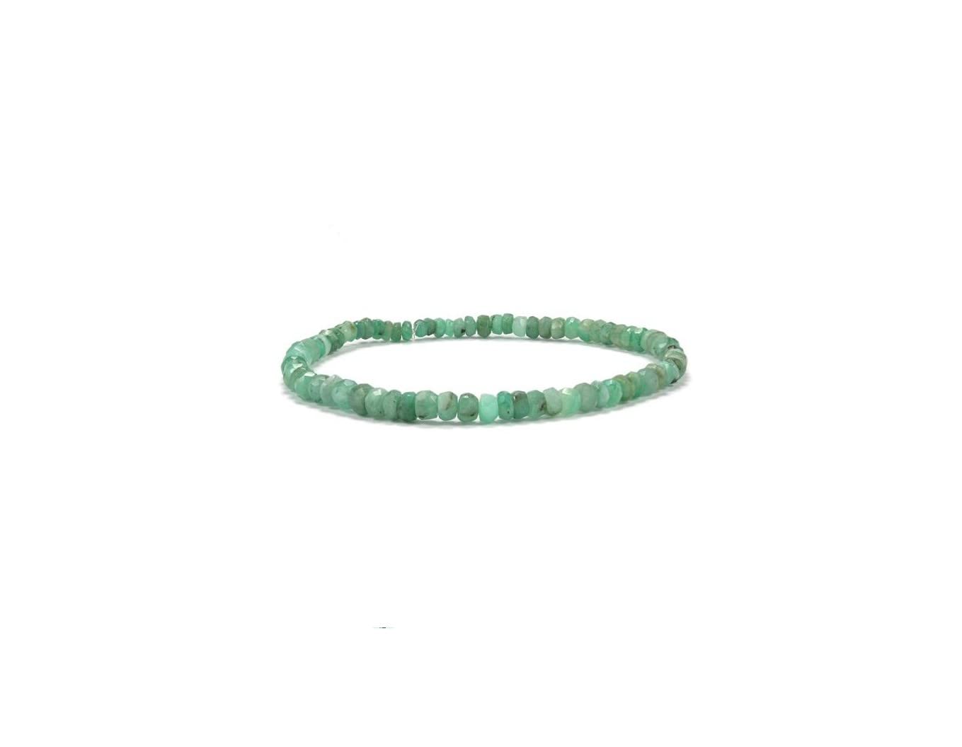 Natural Emerald Stretchable Beads Bracelet 7 inch Endless, Brazilian Emerald, Healing Bracelet, Adjustable