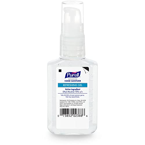 PURELL Advanced Hand Sanitizer Refreshing Gel, Clean Scent, 2 fl oz Travel Size Pump Bottle (Pack of 1) – 3050-24-CMR