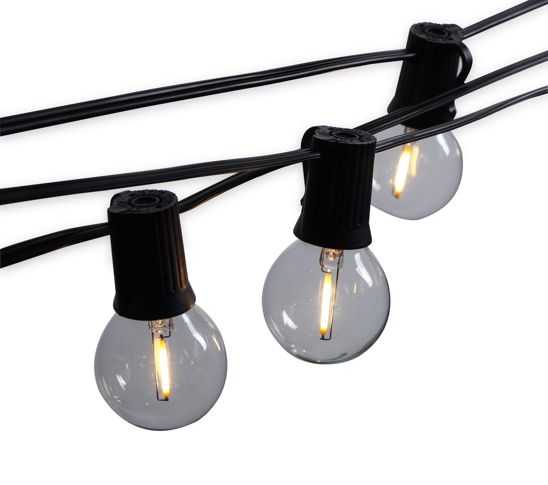 LEDPAX Technology 100Ft G40 Outdoor String Lights with 100 Shatterproof LED Clear Globe Bulbs for Patio, Garden, Backyard, Deck, Foot, Black