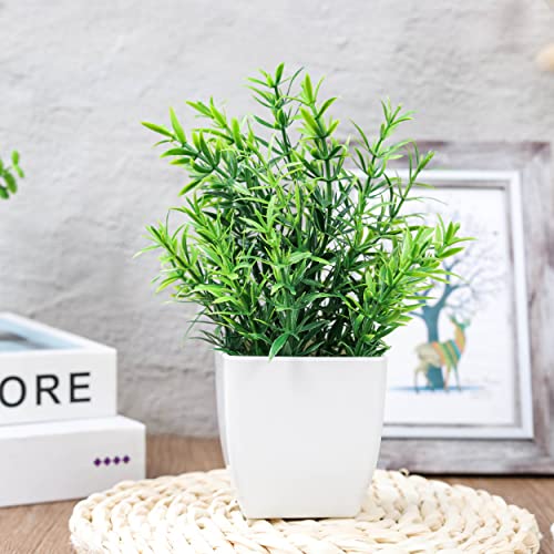 ZJIA 2 Packs Fake Plants Small Artificial Greenery Faux Plants Indoor for Home Farmhouse Bathroom Shelf Decor