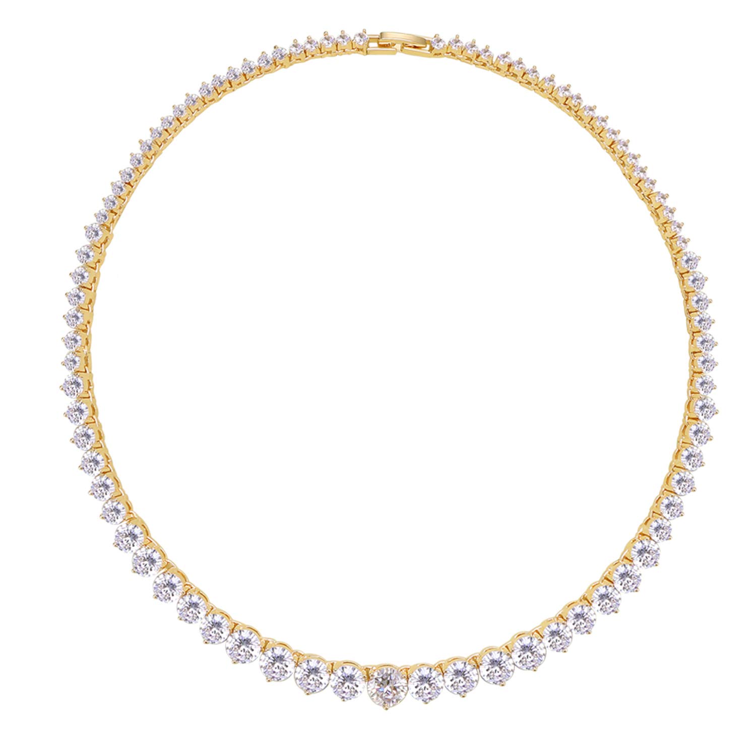 Lavencious Tennis AAA CZ Necklace Bling Rhodium Plated Statement Jewelry 16"