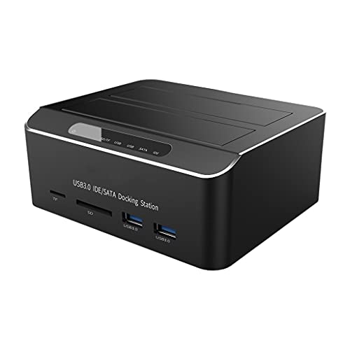 VIBY Dual Bay USB 3.0 to SATA IDE External Hard Drive Docking Station with 2-Port Hub Card Reader 2.5/3.5 Inch SATA/IDE HDD