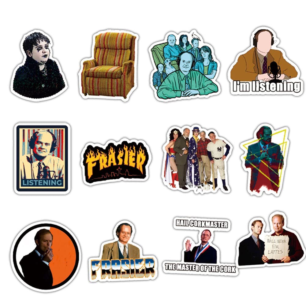 NG2D58 The Frasier Stickers Pack of 50 , TV Show Merchandise for Water Bottle,Laptops, Computers, Flasks, Notebook, Phone Case…, 2-4inch