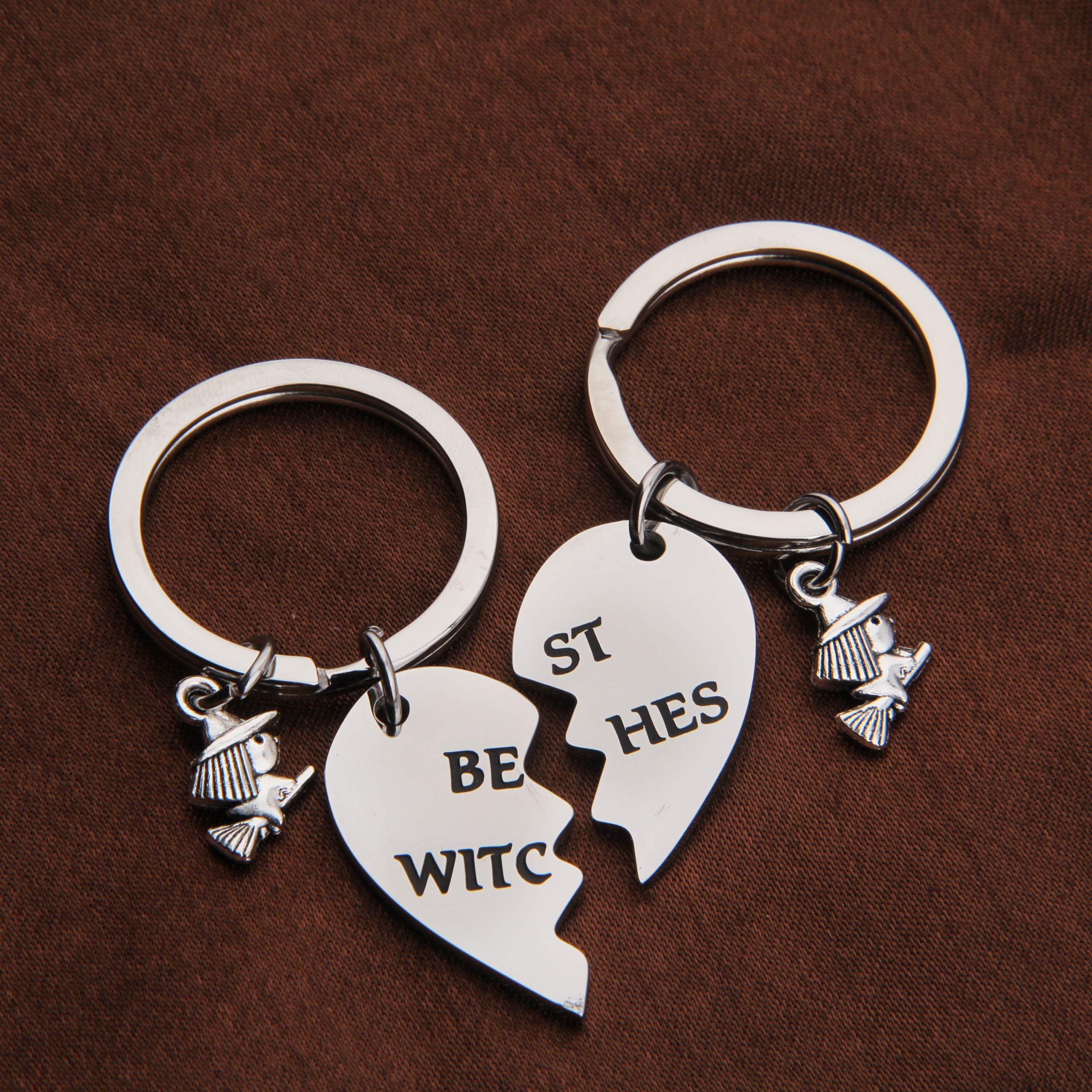 MAOFAED Best Friend Gift Best Witches Keychain BFF Gift Friendship Gift Sister Gift Friend Keychain Set