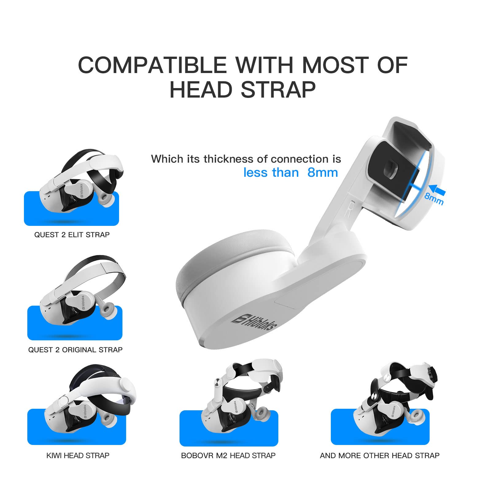 RCstyle Hibloks Adjustable Ear Muffs for Meta/Oculus Quest 2, Enhance Sound Effect for Meta/Oculus Quest 2 Accessories, Compatible with Original Strap/Elite Strap
