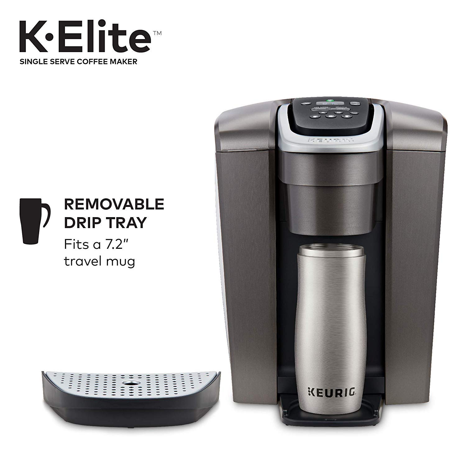 Keurig K-Elite Single Serve Brewer, Brushed Slate and Keurig 14oz Contigo AUTOSEAL West Loop Vacuum Seal, Silver