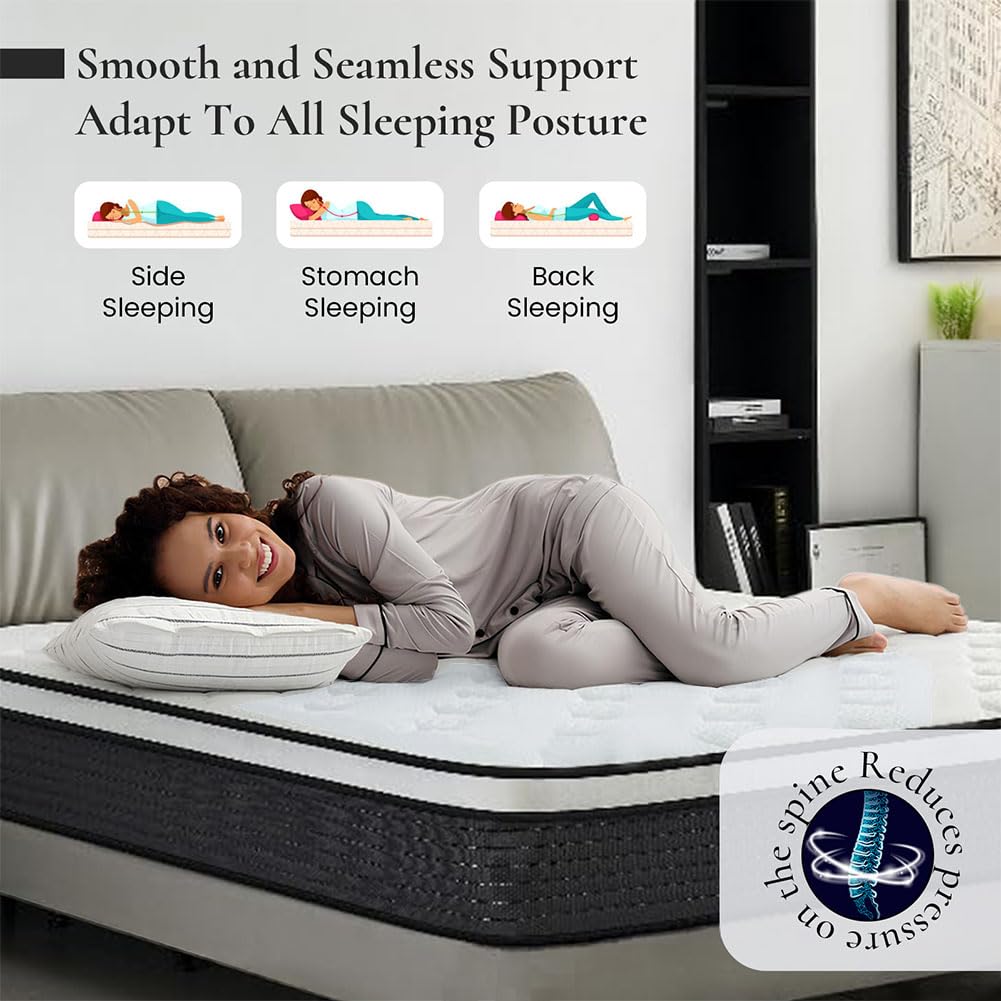 Xiconbao Memory Foam Mattress Twin Size - 10 Inch Hybrid Mattress in A Box Spring Medium Firm Mattress for Back Pain Relief