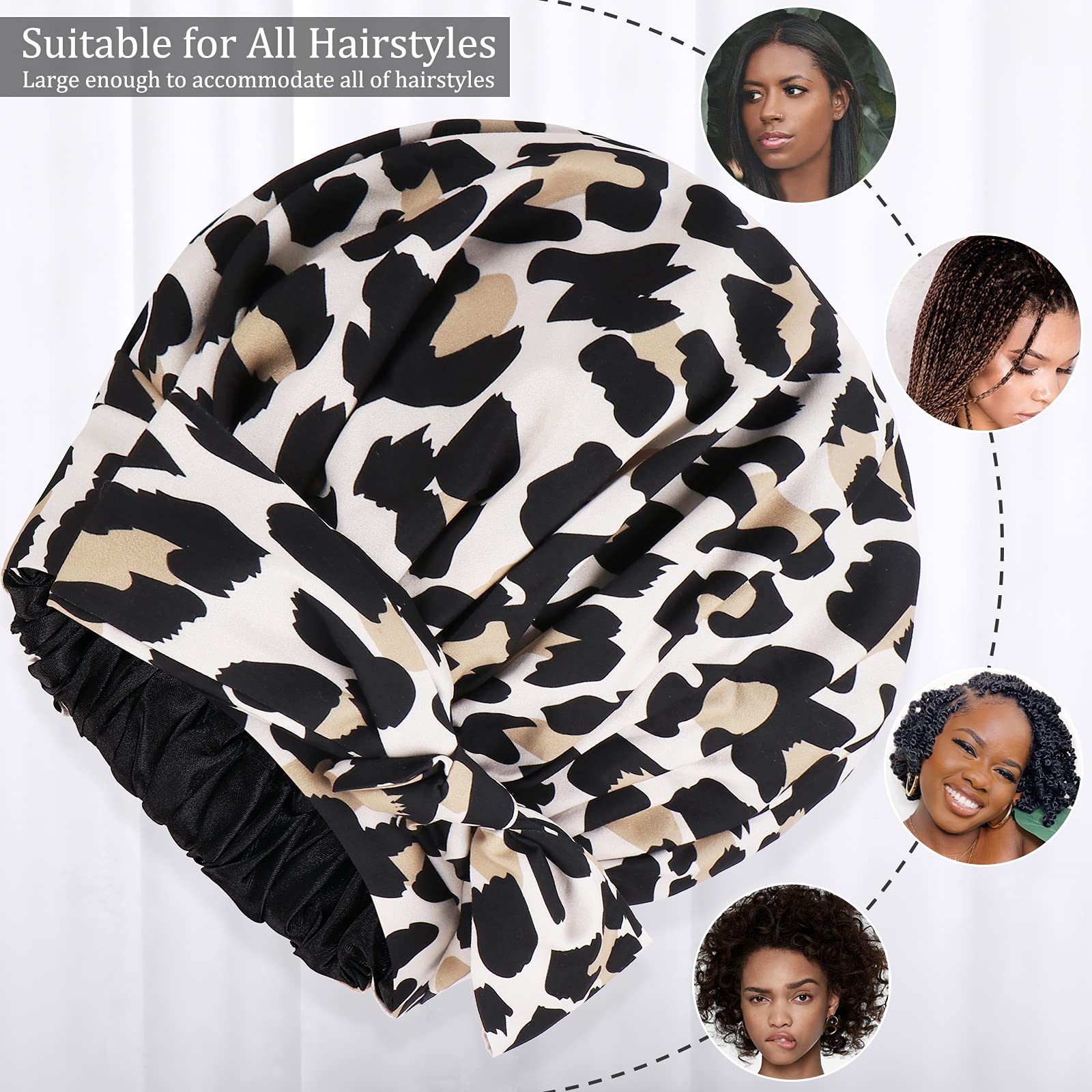 Satin Bonnet for Women, Silk Bonnet for Curly Hair, Silk Hair Bonnet for Sleeping Satin Bonnets for Black Women, Extra Large Bonnet with Tie Band
