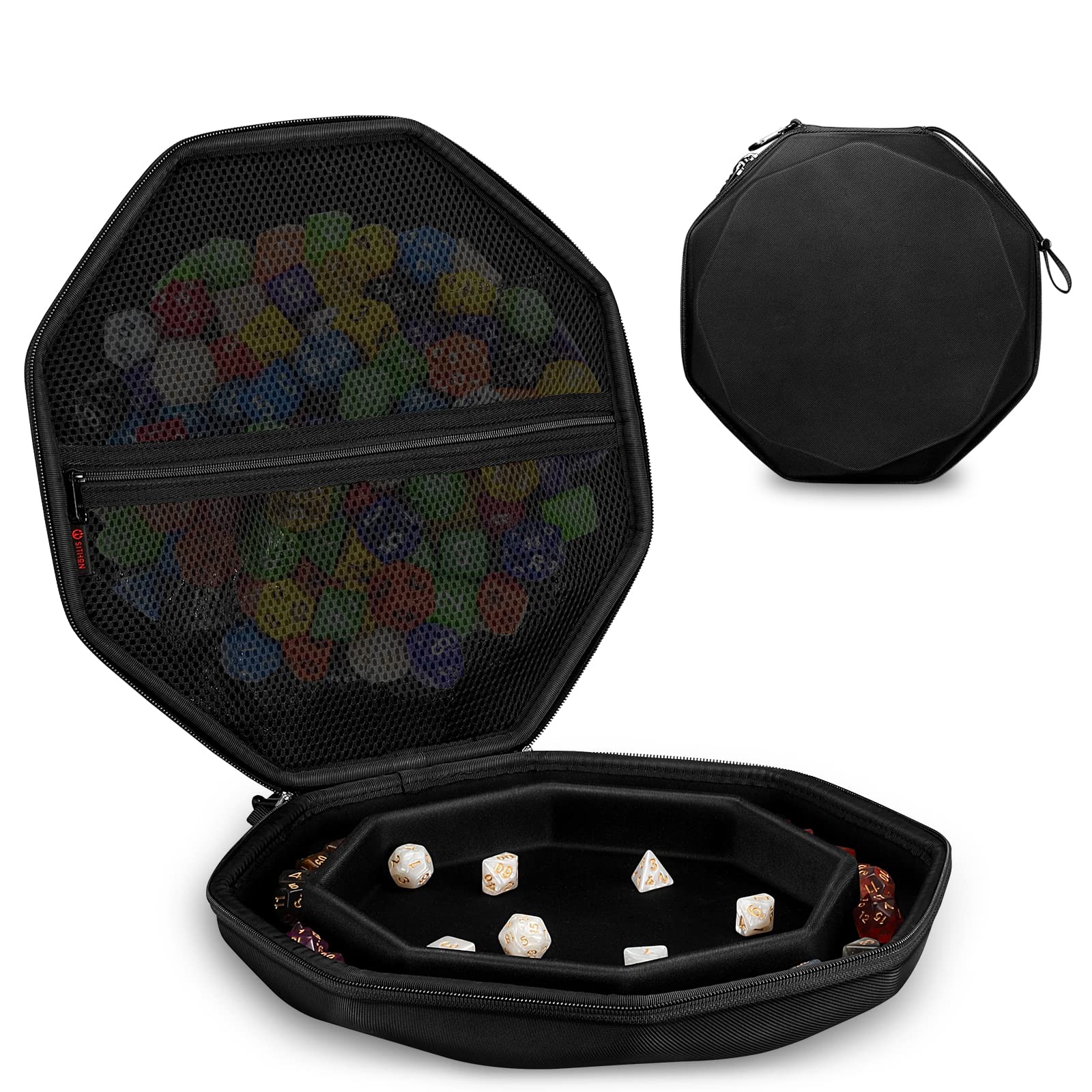 SITHON Dice Storage Case with Integrated Dice Tray for up to 300 D&D Dice, Portable Hard Shell Tabletop Dice Storage Travel Carrying Case with Handle Strap, Perfect for Game Night (Case Only)