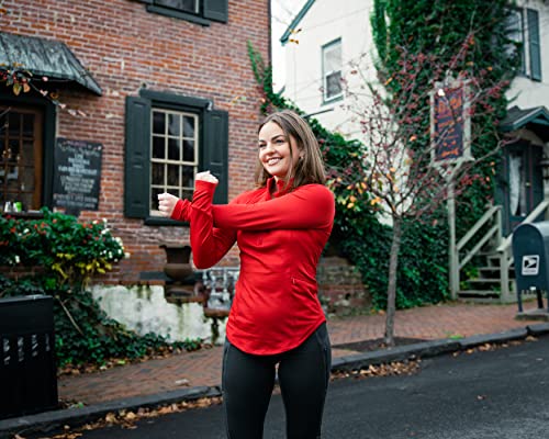 RBX Women's Lightweight Fleece Lined 1/4 Zip Pullover Running Shirt Pocket Black L