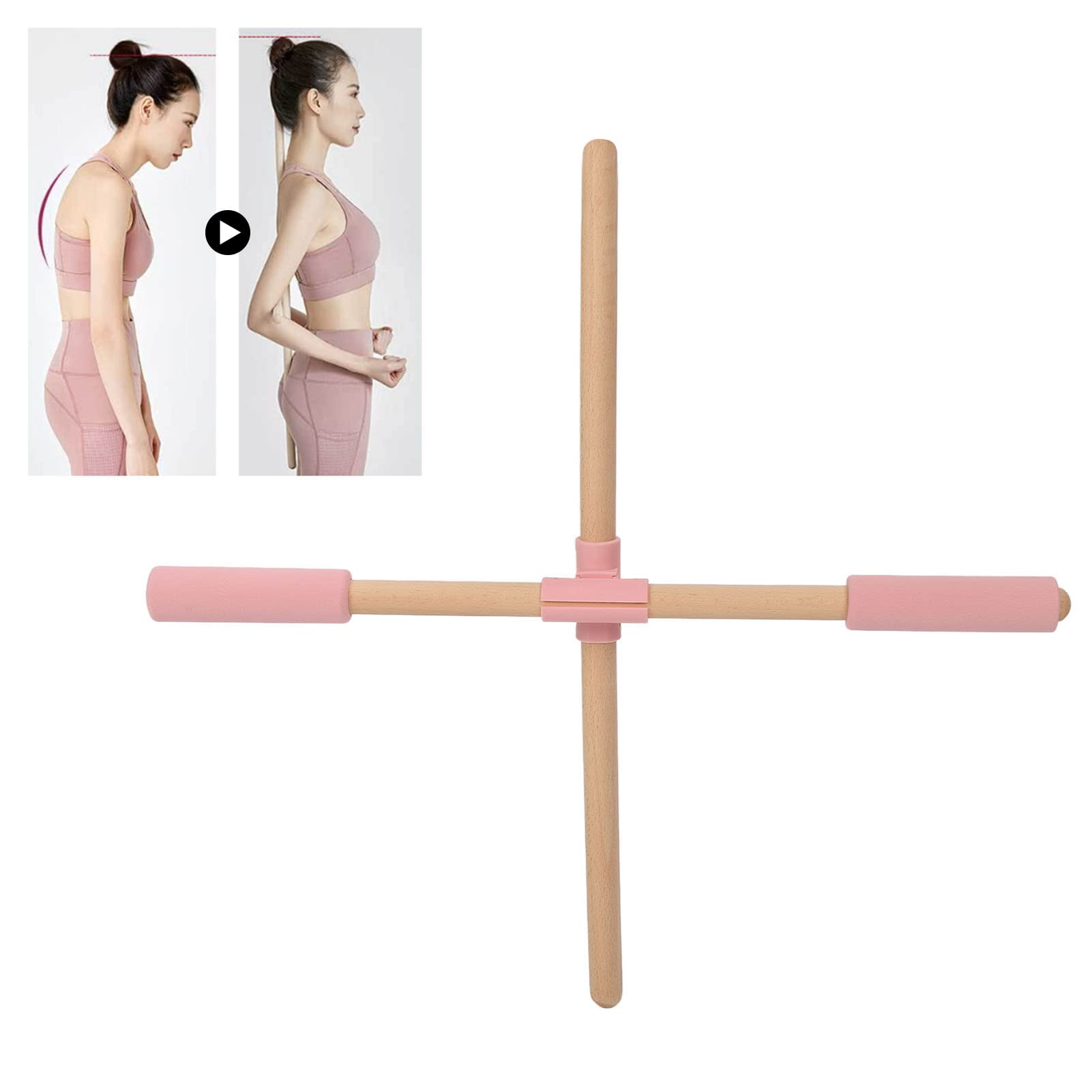 Posture Corrector, Yoga Stick Beechwood NBR Hunchback Corrector Body Training Lightweight Exercise Stick for Exercise