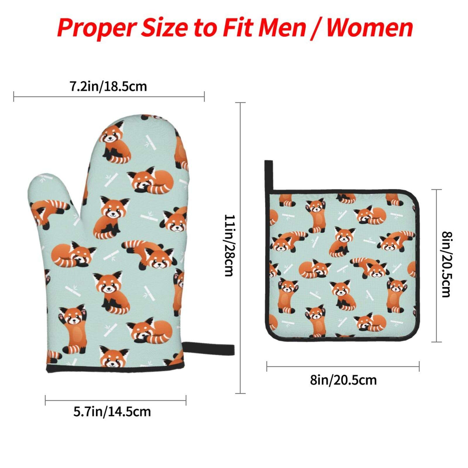 MSGUIDE Bears Oven Mitts and Pot Holders Sets, Heat Resistant 4 Pcs for Safe BBQ Cooking Baking Grilling