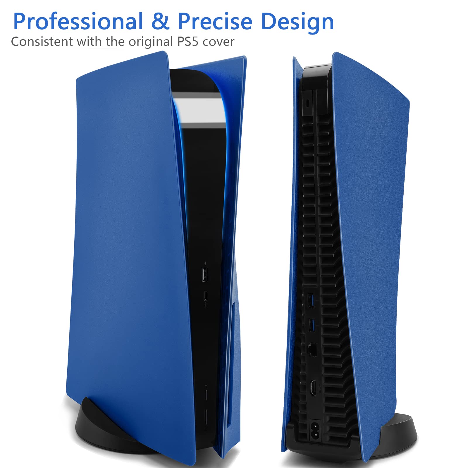 NICEMOVIC PS5 Cover Plates for Playstation 5 Disc Edition, Hard Shockproof PS5 Face Plates Shell Skin Case, PS5 Console Accessories, ABS Anti-Scratch Dustproof Replacement Faceplate (Blue)