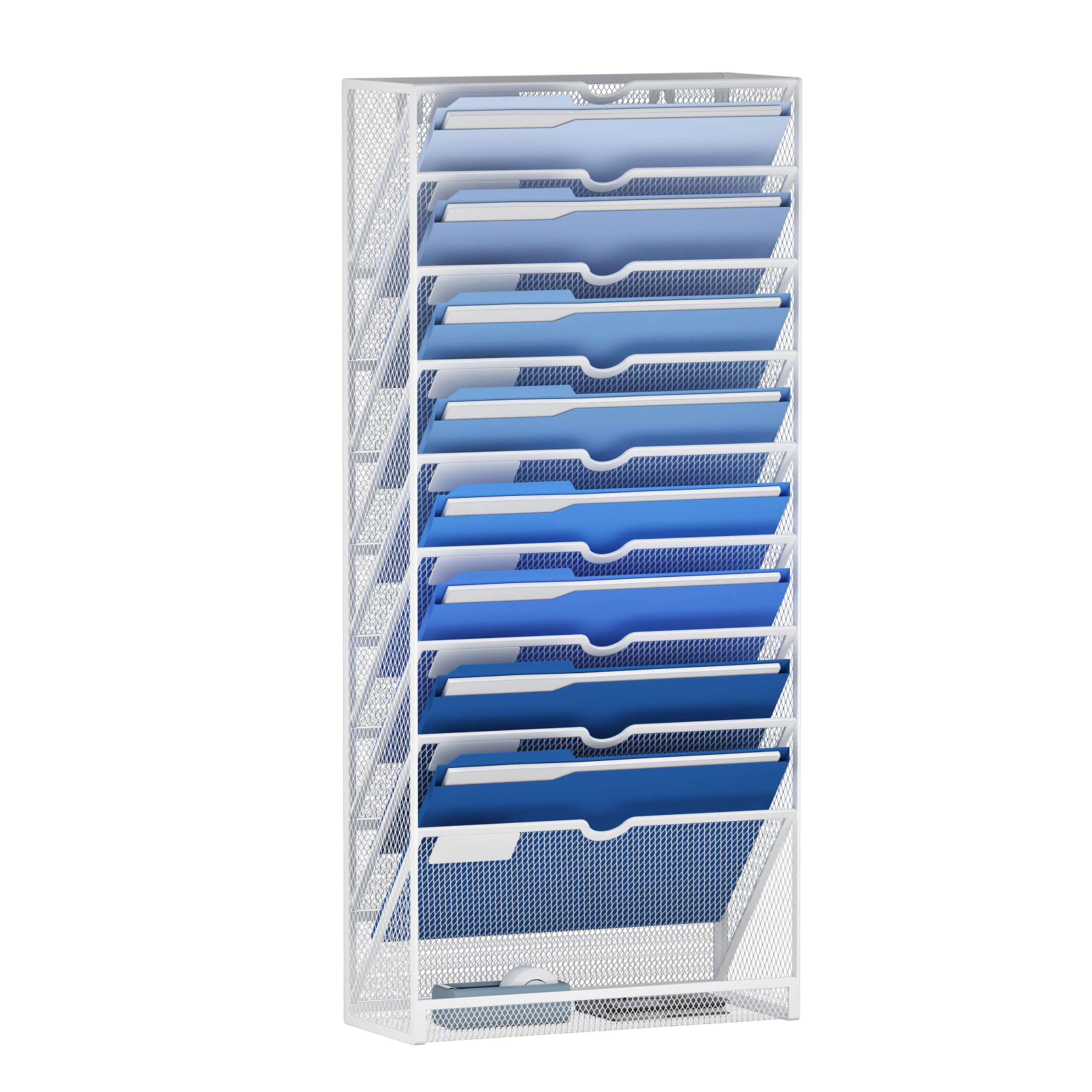 Lavatino 10-Tier Hanging Wall File Organizer, Wall File Organizer Holder for Papers, Files Clipboard & Magazine Organizerr, Wall Mount File Holder Great for Office Home