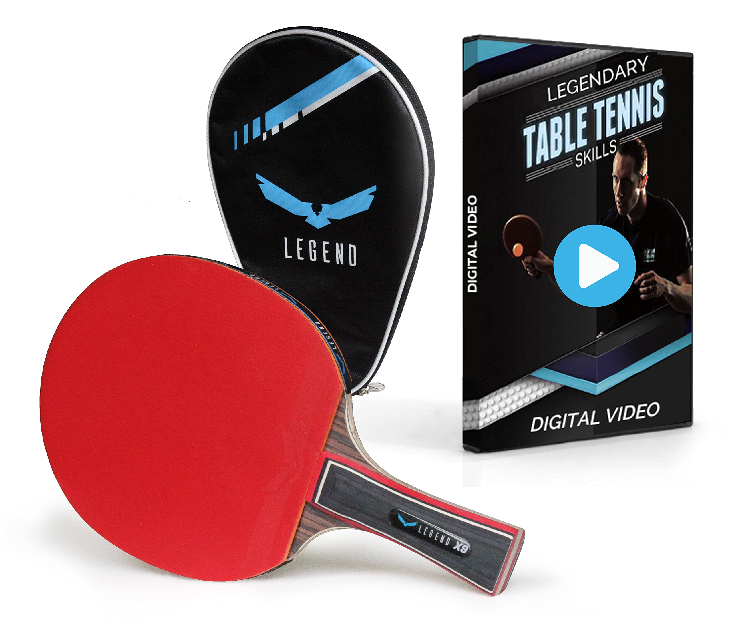 Legend X5 Table Tennis Paddle | with Training Video, Racket Case | 7-Ply Blade, 2.0mm Sponge, Premium Competition Ping Pong Racket